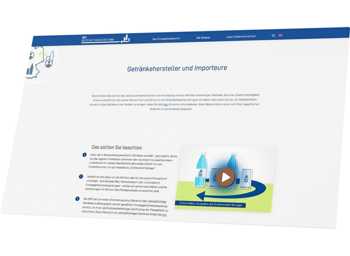 Website & Intranet für das Deutsche Pfandsystem