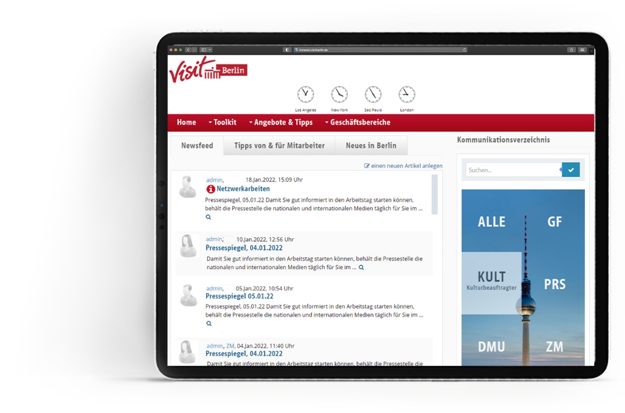 CMS & Mitarbeiter Intranet für VisitBerlin